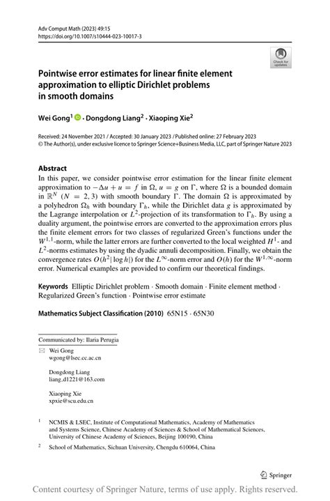 Pointwise Error Estimates For Linear Finite Element Approximation To