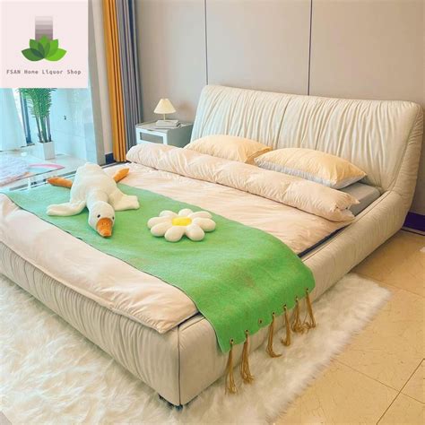 Italian Tatami Fabric Bed Modern Minimalist Master Bedroom Double Bed King Bed Wabi Sabi