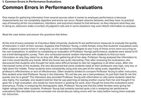 Solved 1 Common Errors In Performance Evaluations Common
