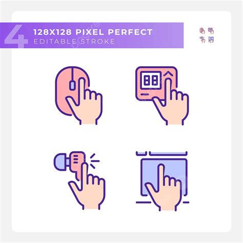 Perfectly Colored Rgb Icon Set Of Keys Being Pressed By Hands On