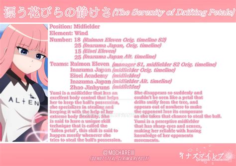 Inazuma Eleven Oc Sakurano Yumi Player Info By Mochareiii On