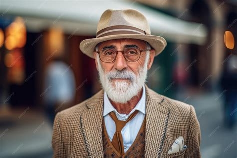 Premium Ai Image A Stylish Elderly Man Dressed In Trendy Attire