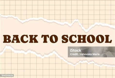 학교로 돌아가서 노트북 시트의 가장자리가 찢어진 배너 찢어진 종이 조각에서 추상적인 벡터 배경 또는 템플릿 벡터 그림입니다 0명에 대한 스톡 벡터 아트 및 기타 이미지