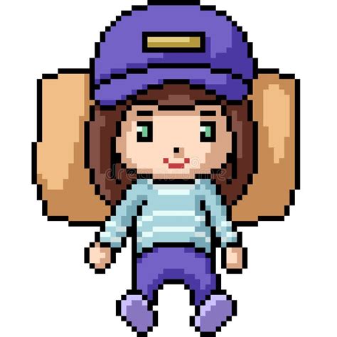 Menina De Arte De Pixel Vetorial Deitada Ilustração Do Vetor