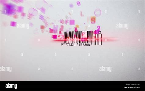 Wonderful 3d Rendering Of An Abstract Barcode Scanning Process With