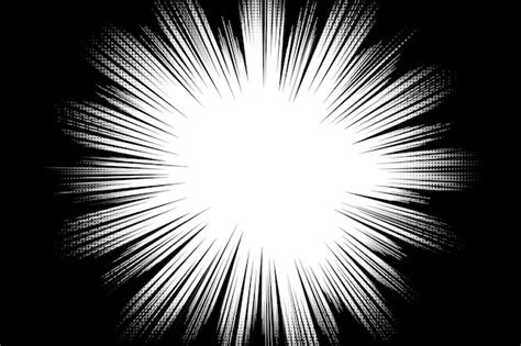 검은 배경에 만화 방사형 속도 라인 프리미엄 벡터