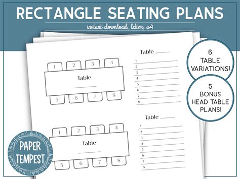 Rectangular Table Seating Chart Template Prntbl
