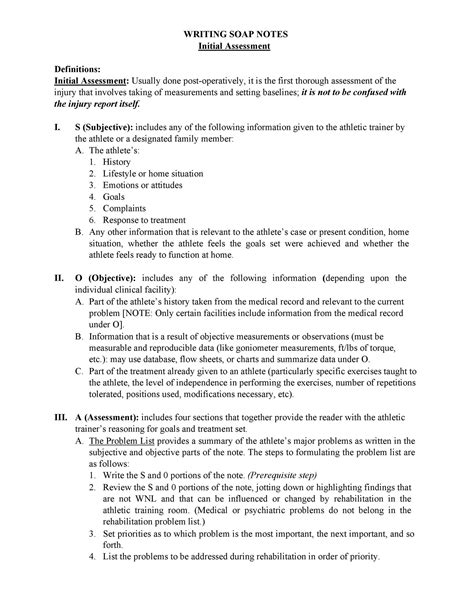 Soap Note Assessment Example Physical Therapy Peace Of Mind Home