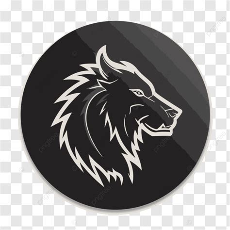 Wolf Logo Sticker On Black Background Vector A Simplistic Black Icon