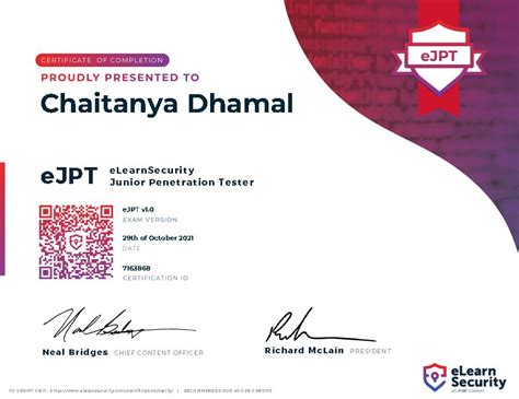 Cybersecurity Penetrationtesting Ejpt Elearnsecurity Infosec Chaitanya Dhamal