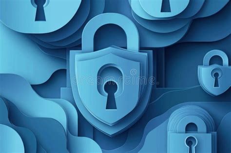 Cybersecurity Art With Layered Locks And Encrypted Codes In Modern Blue