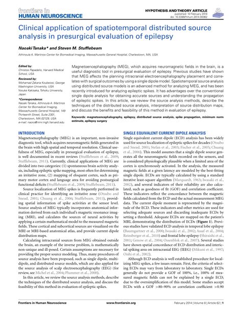 Pdf Clinical Application Of Spatiotemporal Distributed Source