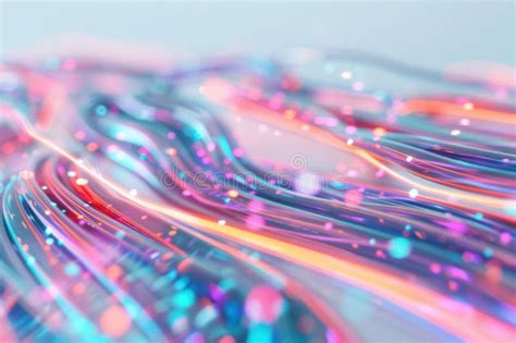 Abstract Digital Fiber Optic Cables Neon Lights And Particle Waves Create A Vibrant And