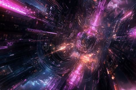 Futuristic Abstract Circuit Board Design With Glowing Pathways Pulsing