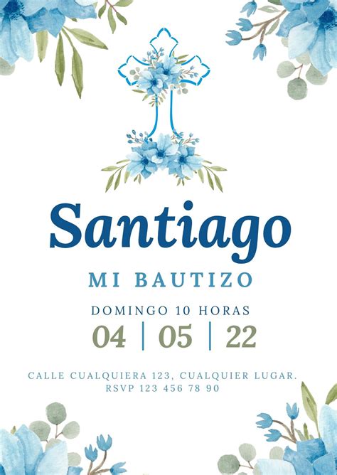 Invitaciones Para Bautizo De Ni