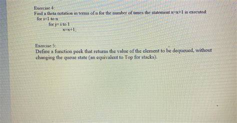 Solved Exercise 4 Find A Theta Notation In Terms Of N For