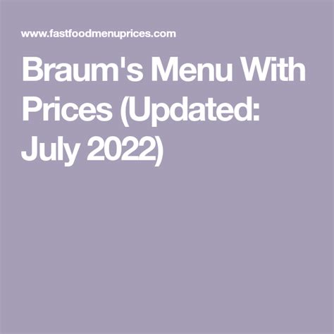 Braums Menu With Prices Updated July 2022