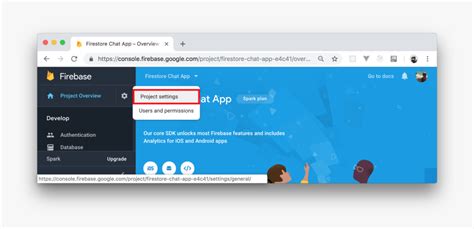accessing your firebase project settings firebase project overview