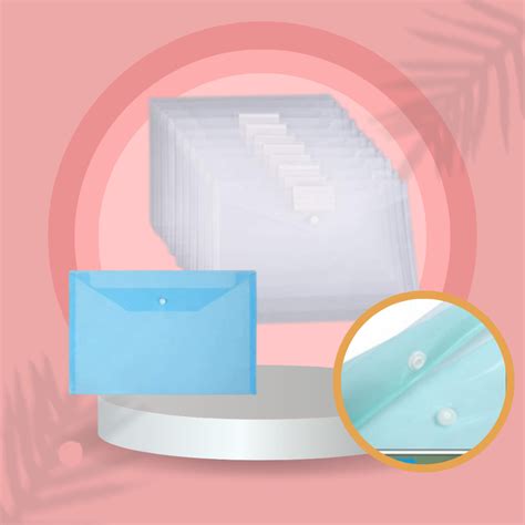 Plastic File Envelope Documents Folder With Label Pocket And Snap
