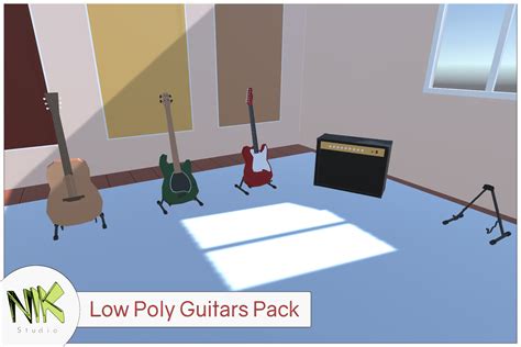 Low Poly Guitars Pack 3d 道具 Unity Asset Store