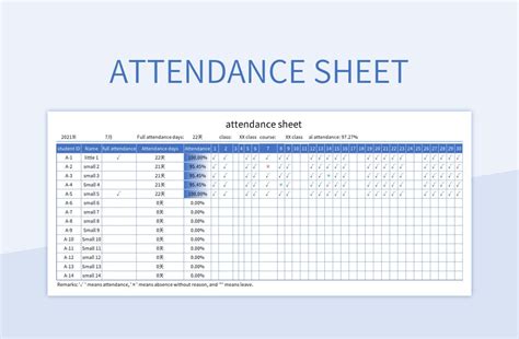 Attendance Sheet Excel Template And Google Sheets File For Free Download Slidesdocs