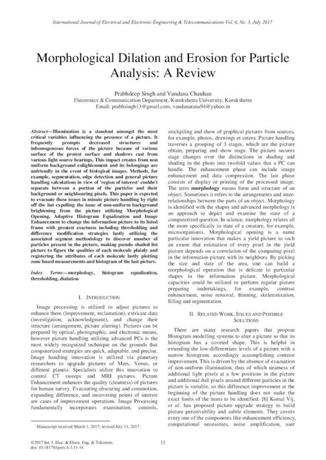 PDF Morphological Dilation And Erosion For Particle Analysis That Optimal General
