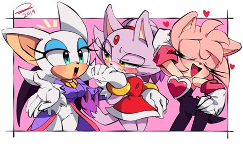 Amy Rose Rouge The Bat And Blaze The Cat Sonic Drawn By