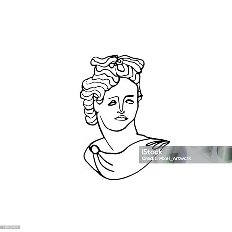 흰색 배경에 고립 된 고대 그리스 조각의 벡터 카운트 라인 그리기 0명에 대한 스톡 벡터 아트 및 기타 이미지 0명 고대 그리스 고대 그리스 양식 Istock