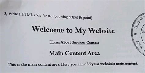Write A HTML Code For The Following Output StudyX