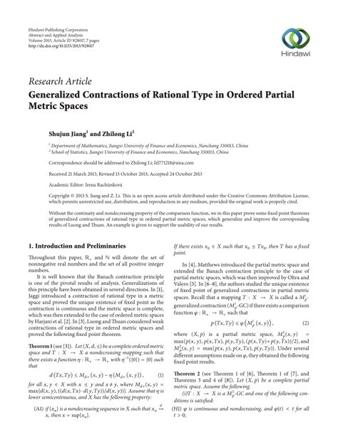 Pdf Generalized Contractions Of Rational Type In Ordered Partial Metric Spaces