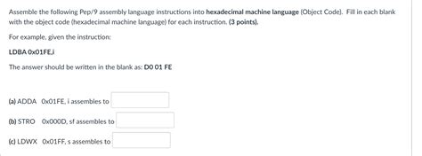 Assemble The Following Pep 9 Assembly Language