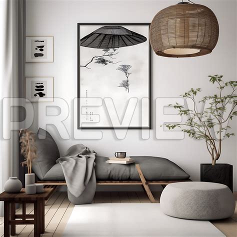 10 Japandi Frame Mock Up Japandi Style Black And White Mockup Frame