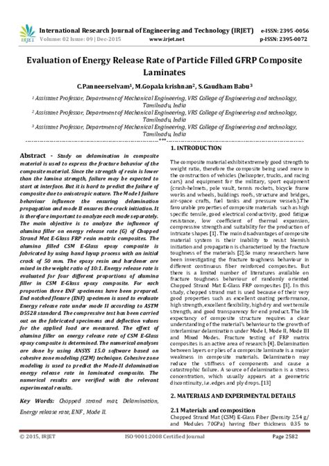 Pdf Evaluation Of Energy Release Rate Of Particle Filled Gfrp Composite Laminates