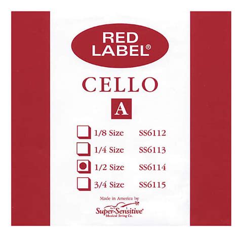 Super Sensitive Red Label 6114 Cello A String 12 Reverb