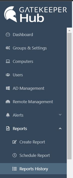 how to export reports history to csv file gatekeeper