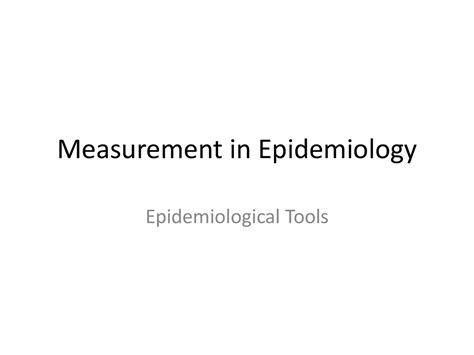 Measurement In Epidemiology Exercises Epidemiology Docsity