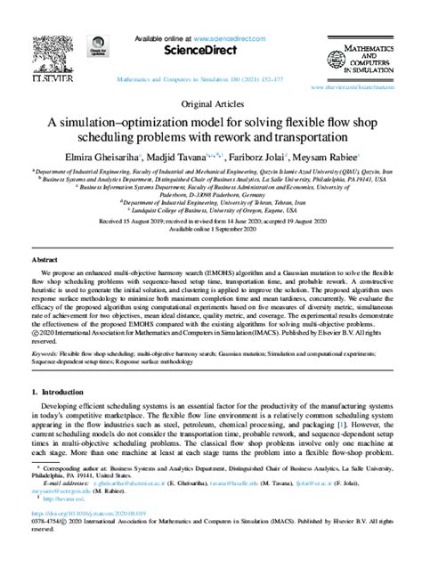 Pdf A Simulationoptimization Model For Solving Flexible Flow Shop