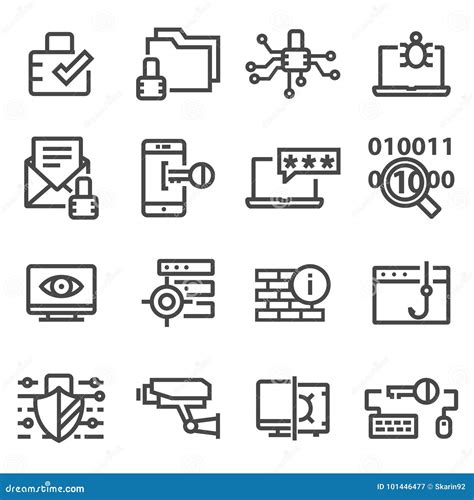 Computer Network Protection Cyber Security Icons Stock Illustration Illustration Of Internet