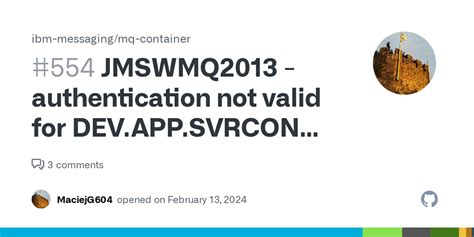 JMSWMQ Authentication Not Valid For DEV APP SVRCONN With User And Password Not Specified