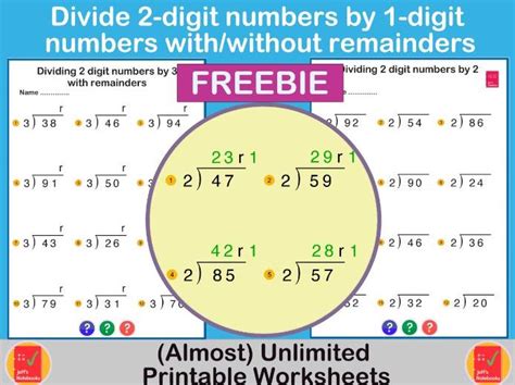 Divide Digit By A Digit Number FREEBIE Teaching Resources