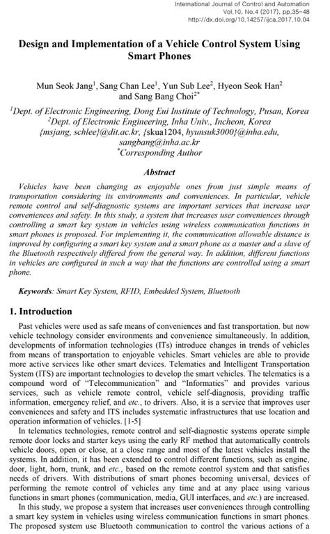 논문 Design And Implementation Of A Vehicle Control System Using Smart Phones 논문 가린시스템