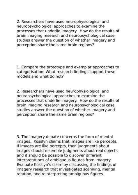 Cognition Exam Notes Exam Practice 2 Researchers Have Used Neurophysiological And Studocu