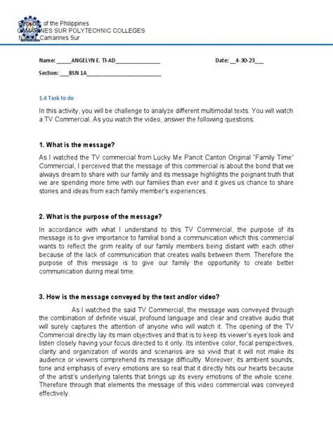 task 1 4 1 pdf communication television advertisement