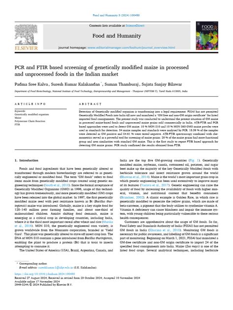 Ol Pcr And Ftir Based Screening Of Genetically Modified Maize In Processed And Unprocessed