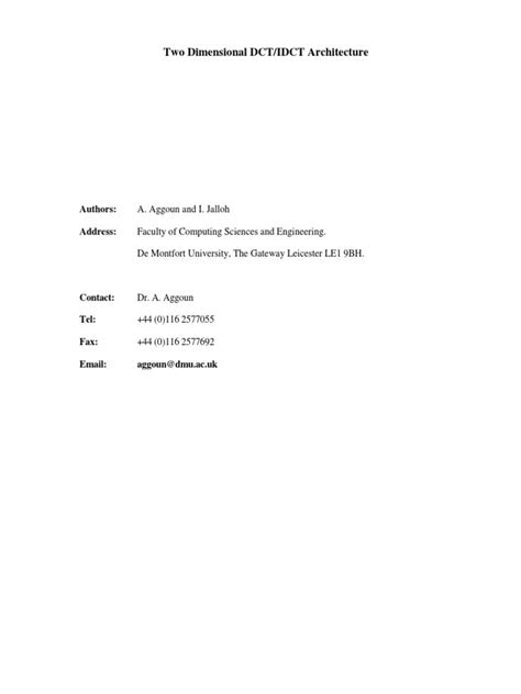 Two Dimensional Dctidct Architecture 2001 Pdf 2 D Computer Graphics