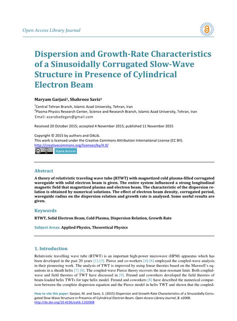Pdf Dispersion And Growth Rate Characteristics Of A Sinusoidally