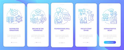 Problems In Higher Education Blue Gradient Onboarding Mobile App Screen Walkthrough 5 Steps