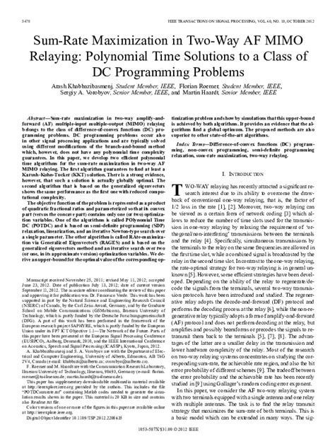 pdf sum rate maximization in two way af mimo relaying polynomial