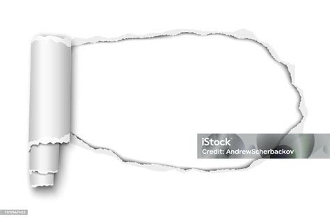 직사각형 종이 컬 과 종이의 흰색 시트에 구멍을 날치기 벡터 용지 모형입니다 공란에 대한 스톡 벡터 아트 및 기타 이미지 공란 광고 구겨진 Istock