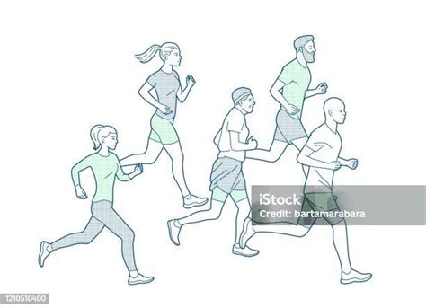 사람들 러너 경주 마라톤 훈련 조깅 및 달리기 그림 다른 성별과 연령 마라톤 주자 드로잉에 대한 스톡 벡터 아트 및 기타 이미지 드로잉 스포츠 Championship